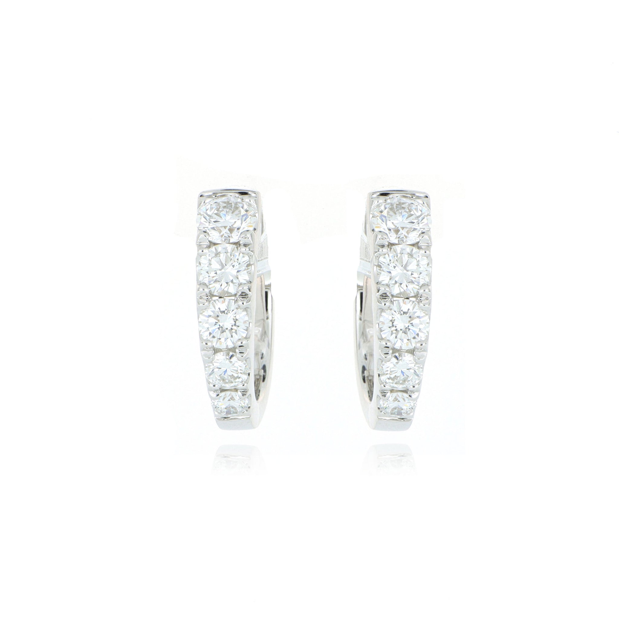 18k White Gold Diamond Huggies
