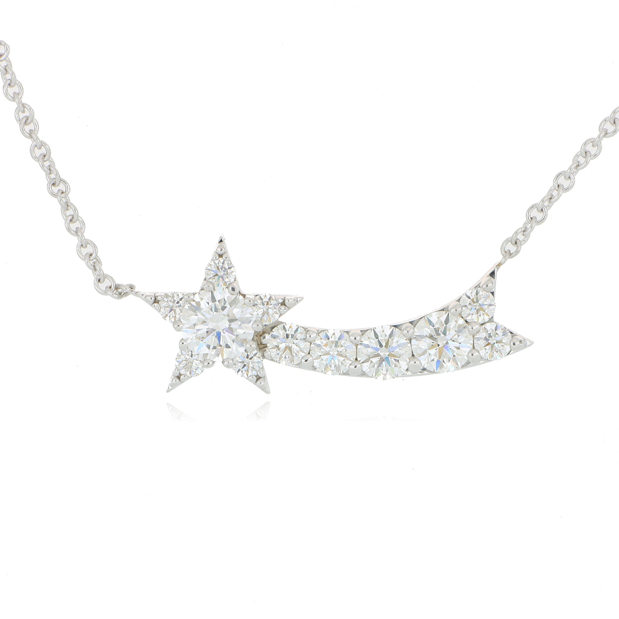 18k White Gold Diamond Shooting Star Necklace